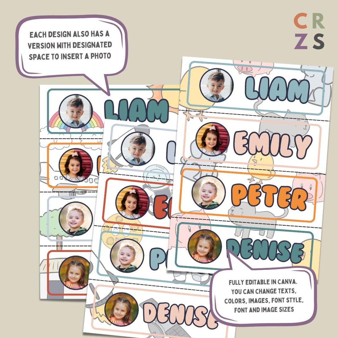Daycare Name Tags, Editable Name Labels for Childcare, Cubby Name ...