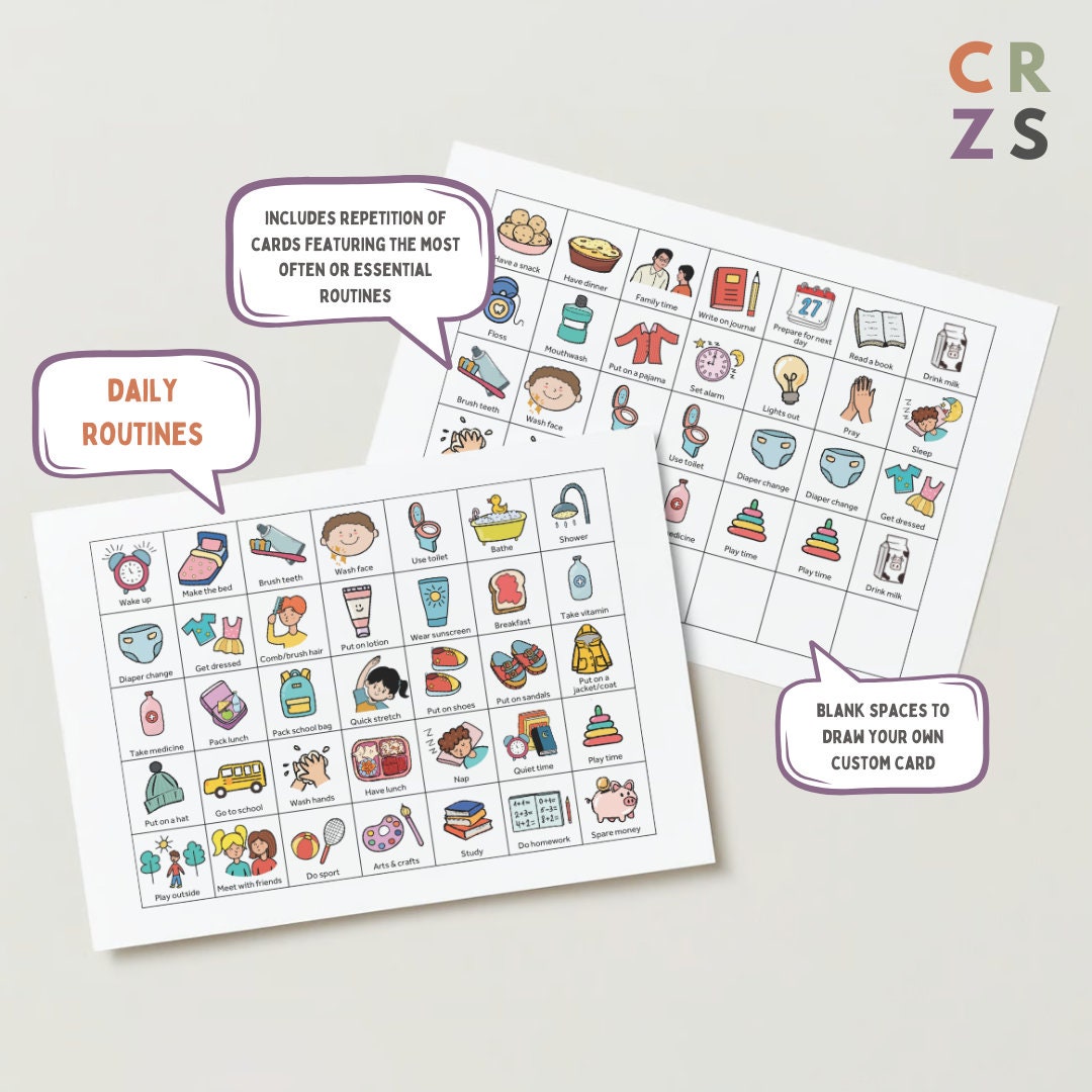 Editable Kids Routine Cards, Printable Daily Task, Kids Routine ...