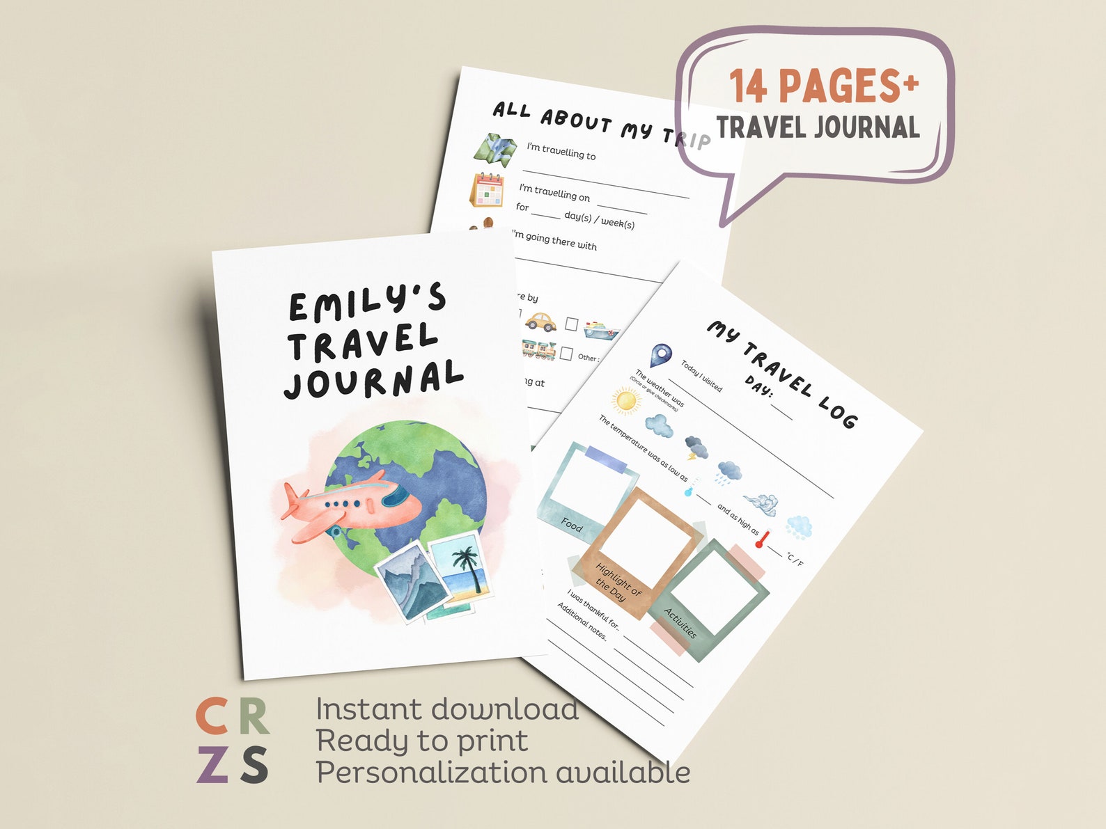 Kids Travel Journal, Personalized Travel Journal, Kids Travel Diary ...