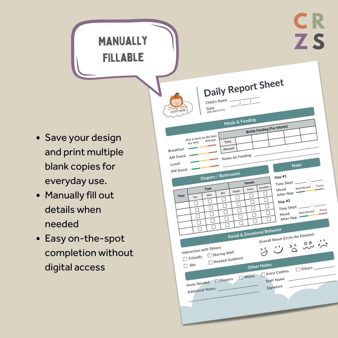 Daycare Child Activity, Behavior & Development Progress Report Bundle ...