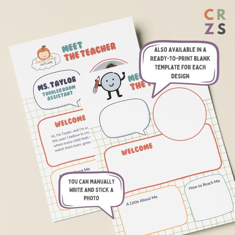 Meet the Teacher Template for Daycare Kindergarten, New Teacher ...
