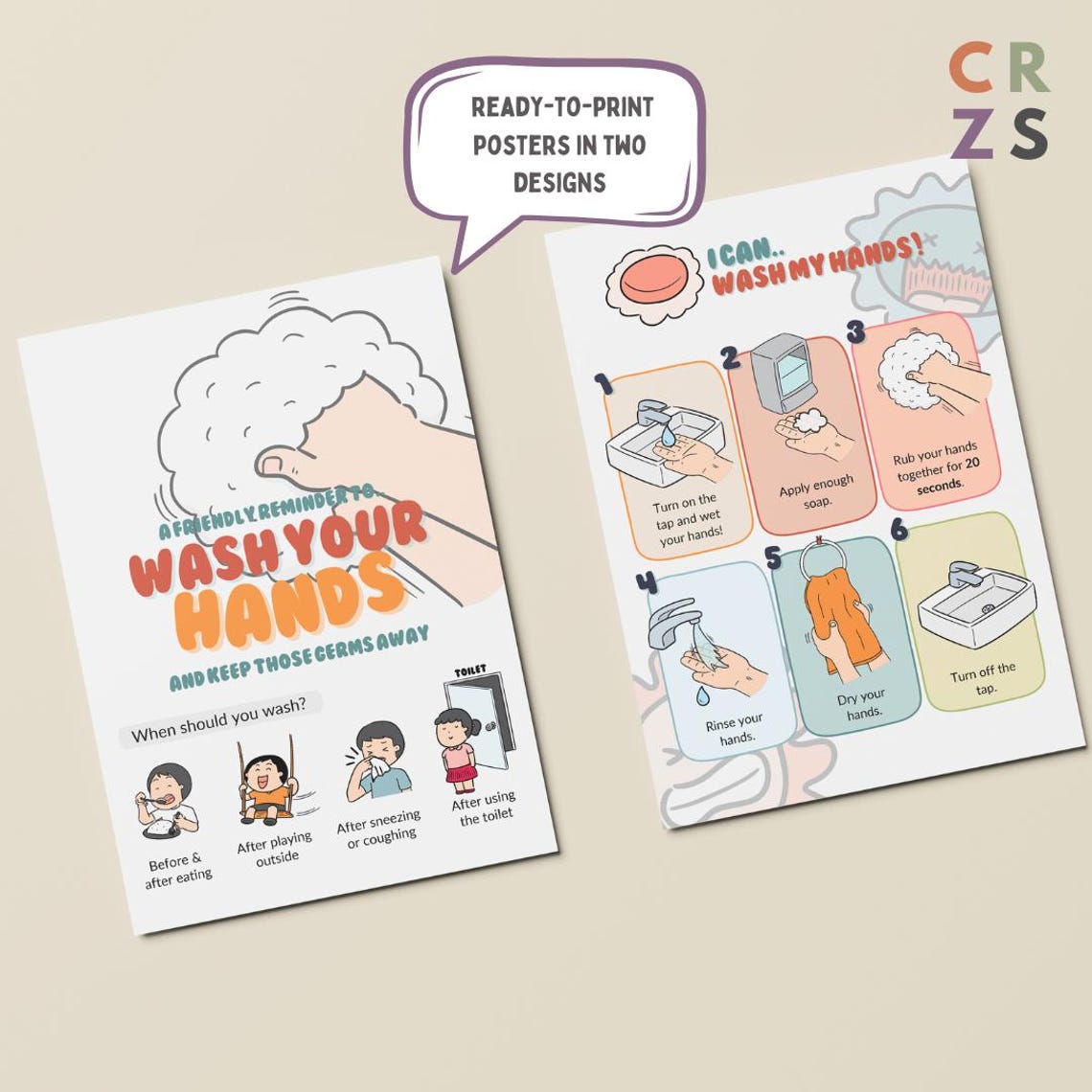 How to Wash Your Hands Poster for Daycare, Childcare, Preschool, Kids ...