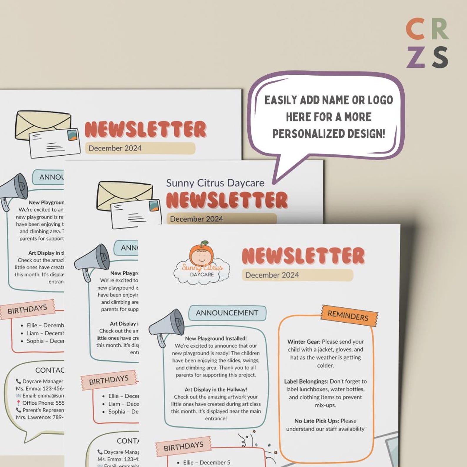 Editable Kindergarten Weekly Monthly Newsletter, Daycare Newsletter ...