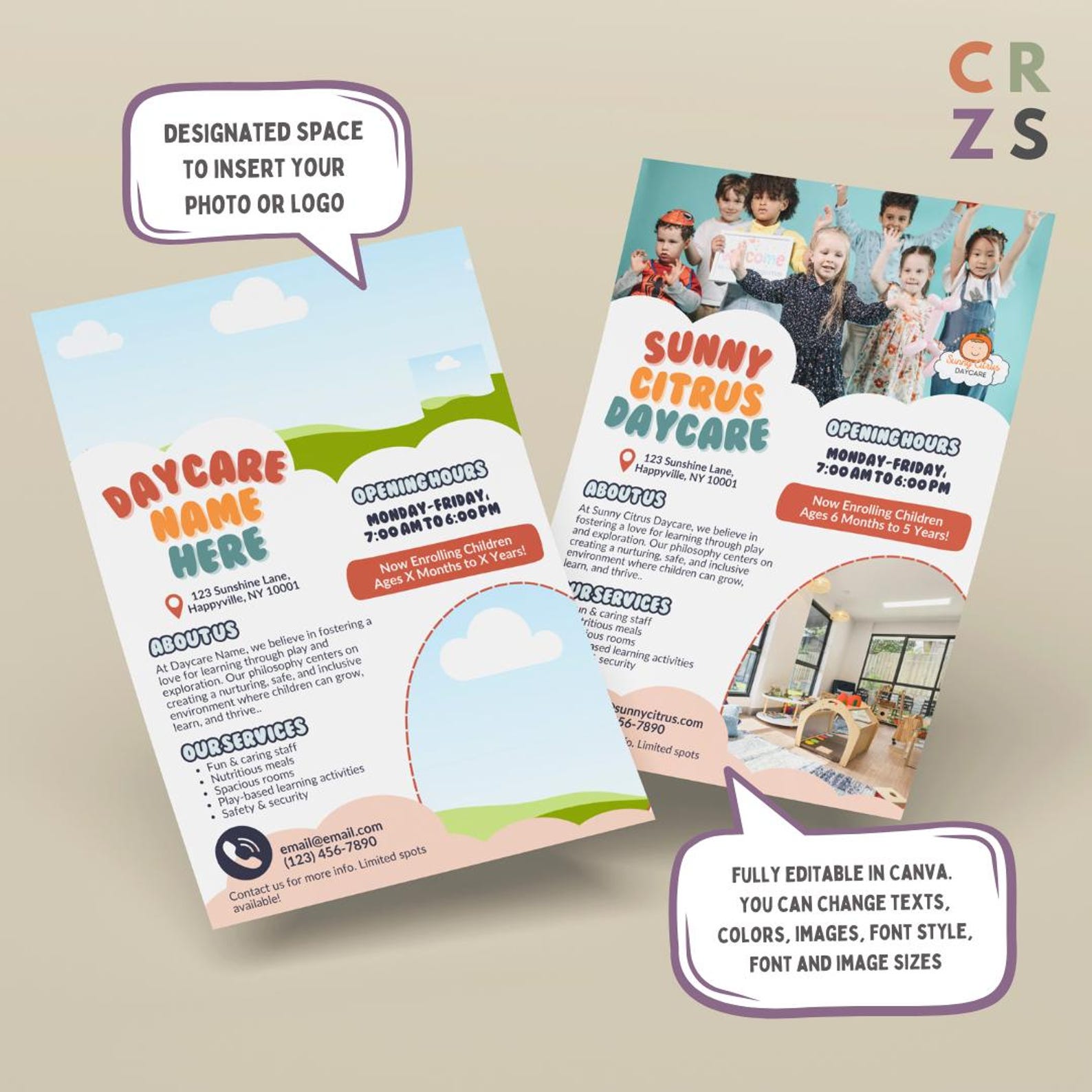 Daycare Flyer, Editable Childcare Flyers, Kindergarten Enrollment ...