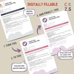 Field Trip Permission Form for Daycare, Kindergarten Field Trip Consent ...