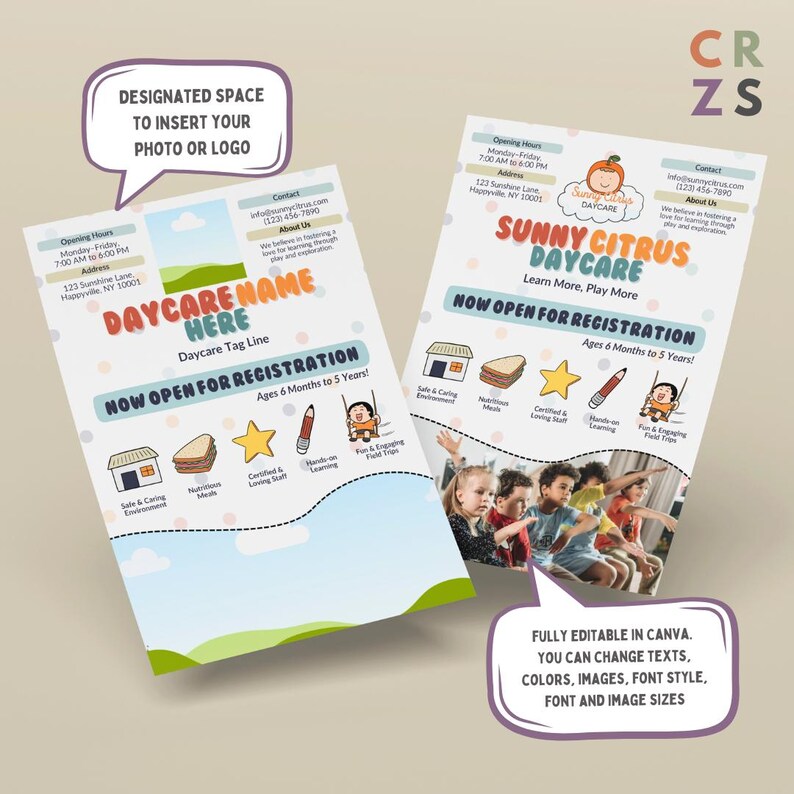 Daycare Flyer, Editable Childcare Flyers, Kindergarten Enrollment ...