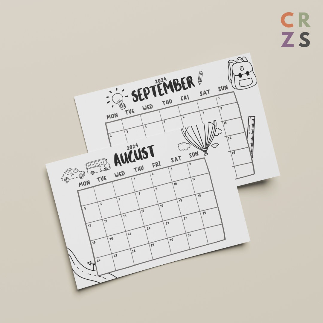 Kids Monthly Calendar, Kids 2024 2025 Calendar, Monthly Planner for ...
