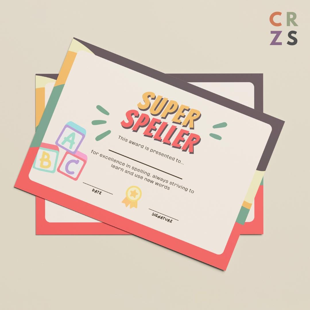 Speller Award Certificate for Kids Classroom Award Certificate Student ...