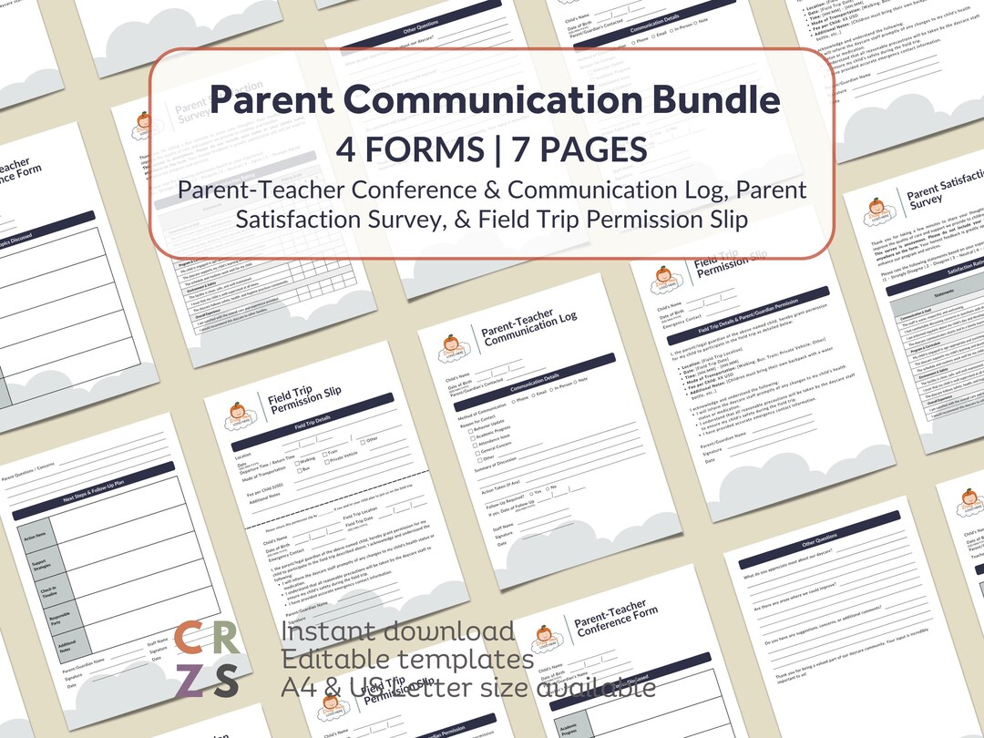 Daycare Parent Communication Forms Bundle, Parent Survey for Childcare ...