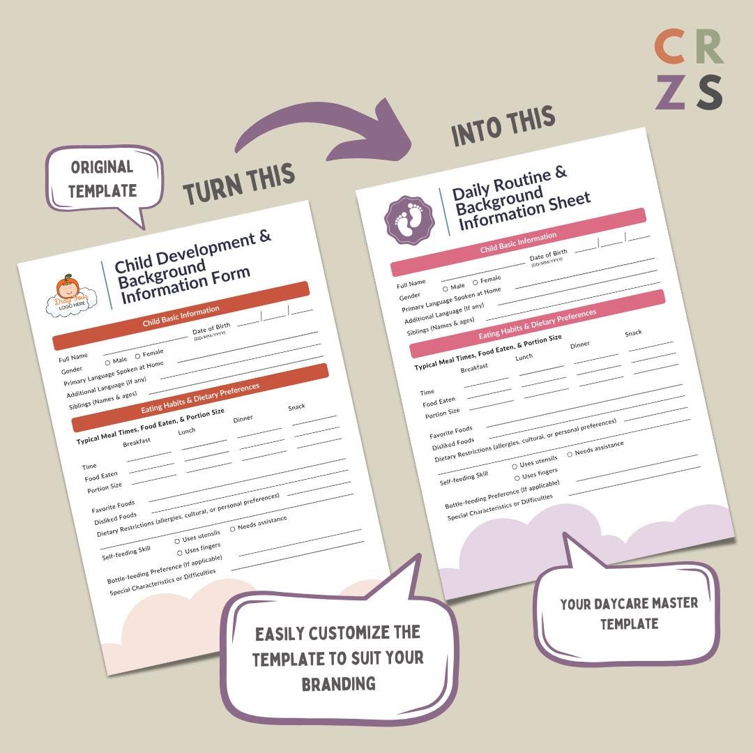 Daycare Child Info Form, Getting to Know Your Child Form, Childcare ...