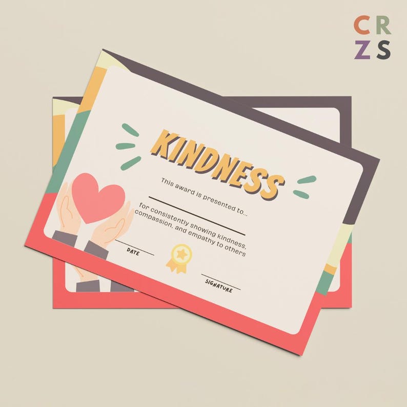 Kindness Award Certificate for Kids Classroom Award Certificate Student ...