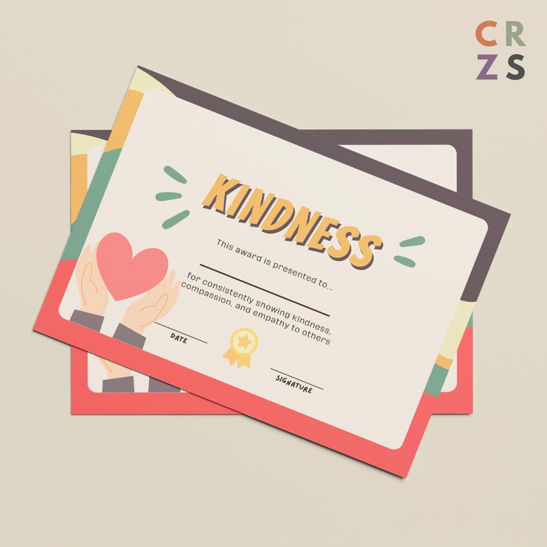 Kindness Award Certificate for Kids Classroom Award Certificate Student ...