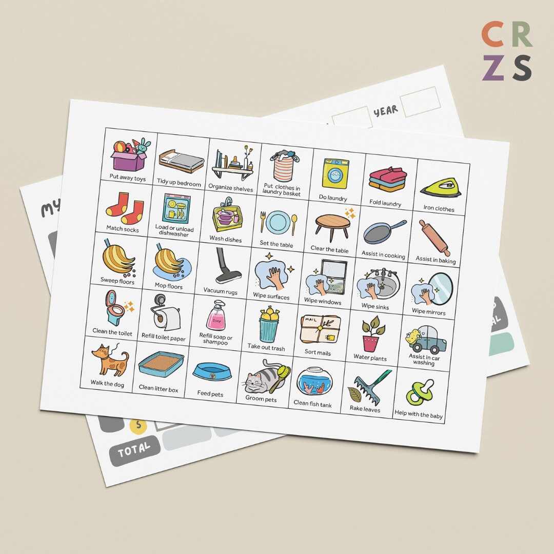 Editable Kids Allowance Tracker Visual Allowance Chart for Kids, Daily ...