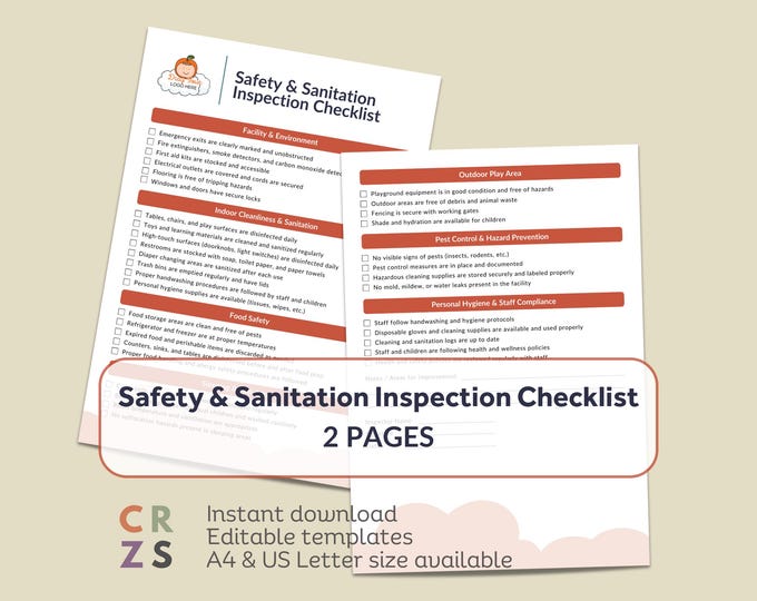 Child Care Health and Safety Checklist Daycare Child Minding ...