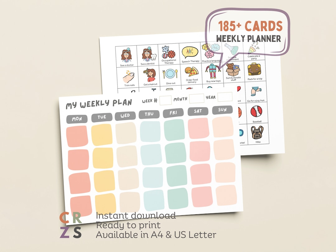 Kids Weekly Calendar Weekly Planner for Kids Kids Visual - Etsy