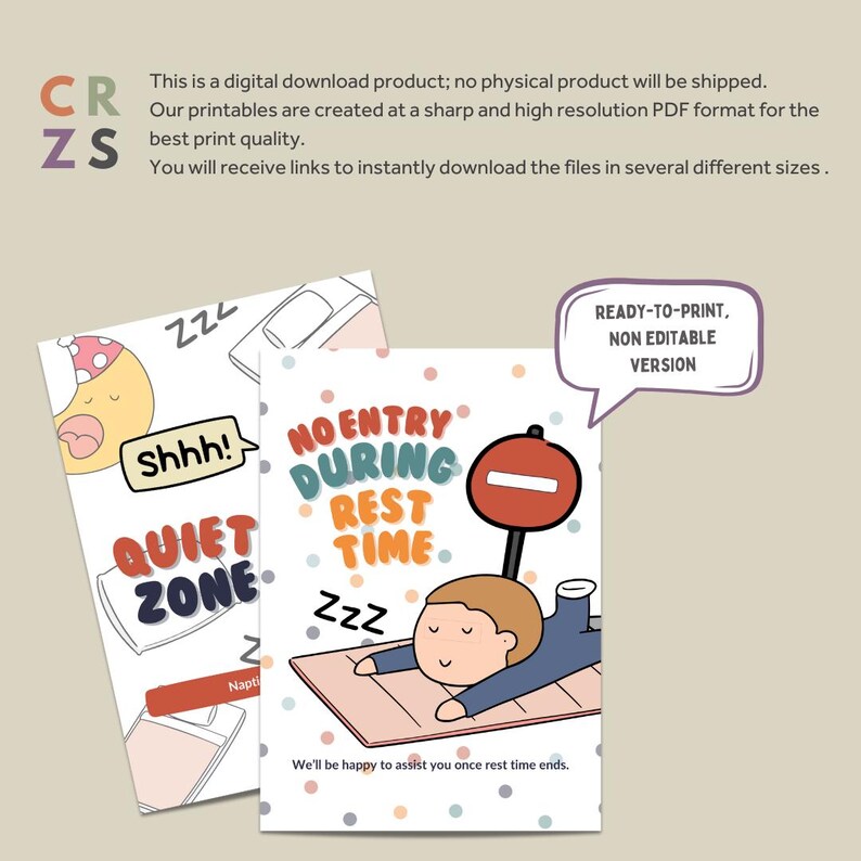 Rest Time Posters for Daycare - No Entry & Quiet Zone Signs, Naptime ...