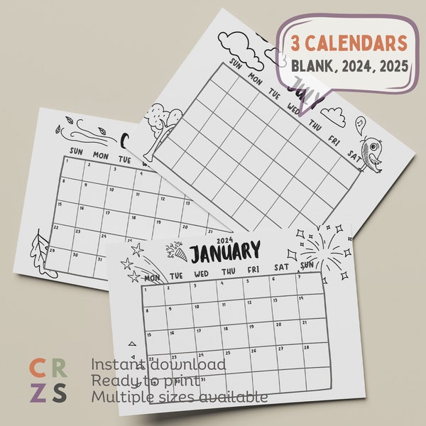 Printable Calendar for Kids - Etsy