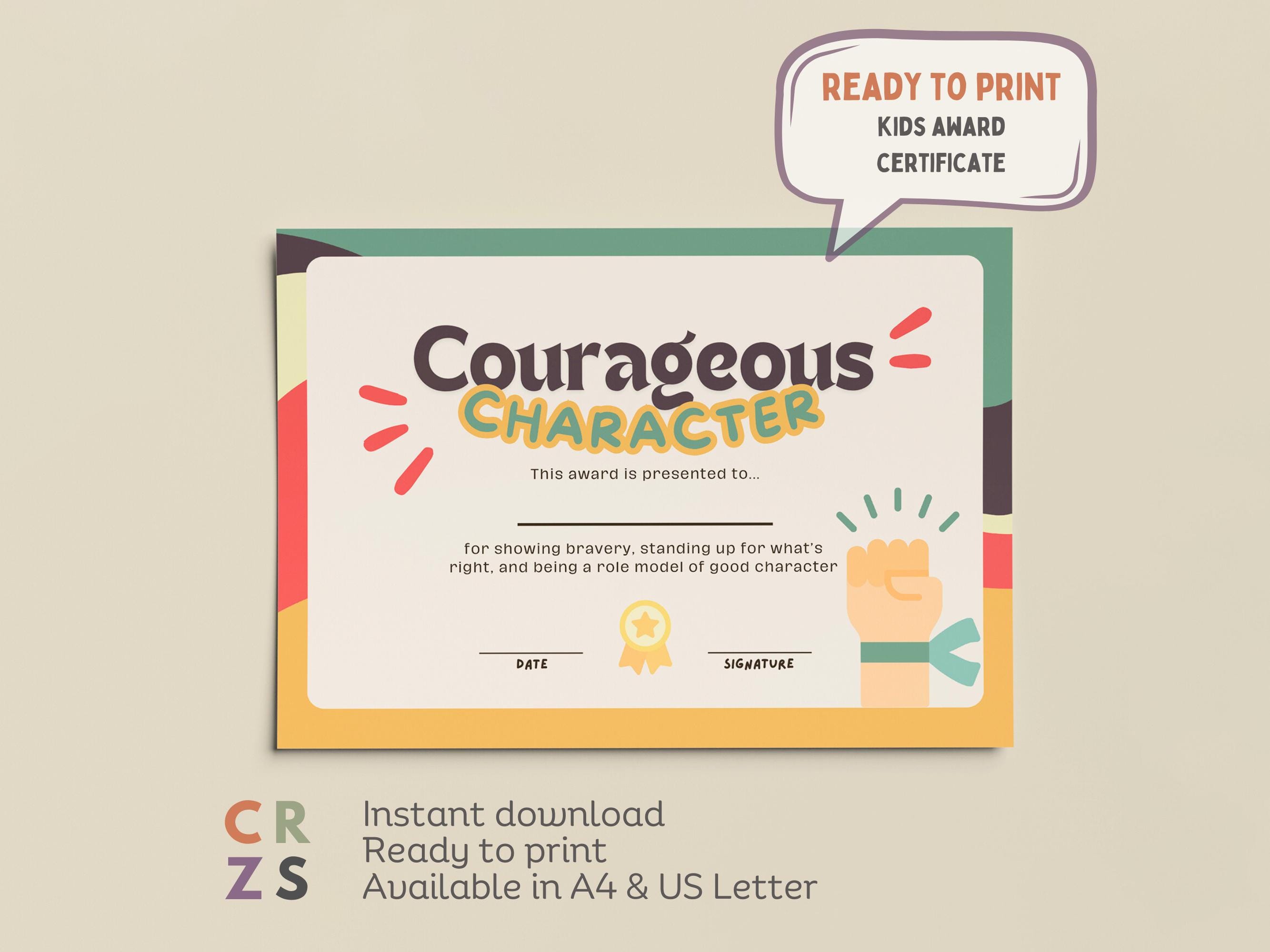 Character Award Certificate for Kids Classroom Award Certificate ...