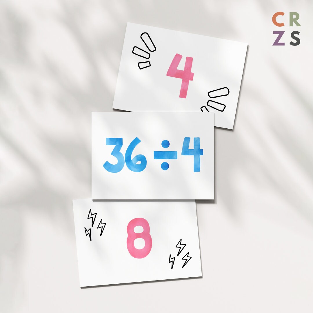 1-12 Division Flash Cards, Math Printable Cards, 1-12 Division ...