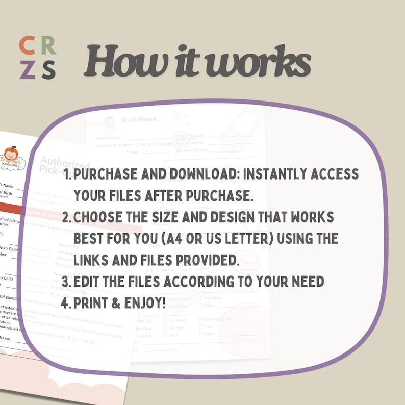 Daycare Authorized Pick-up Form, Authorized Pick-up List for Childcare ...