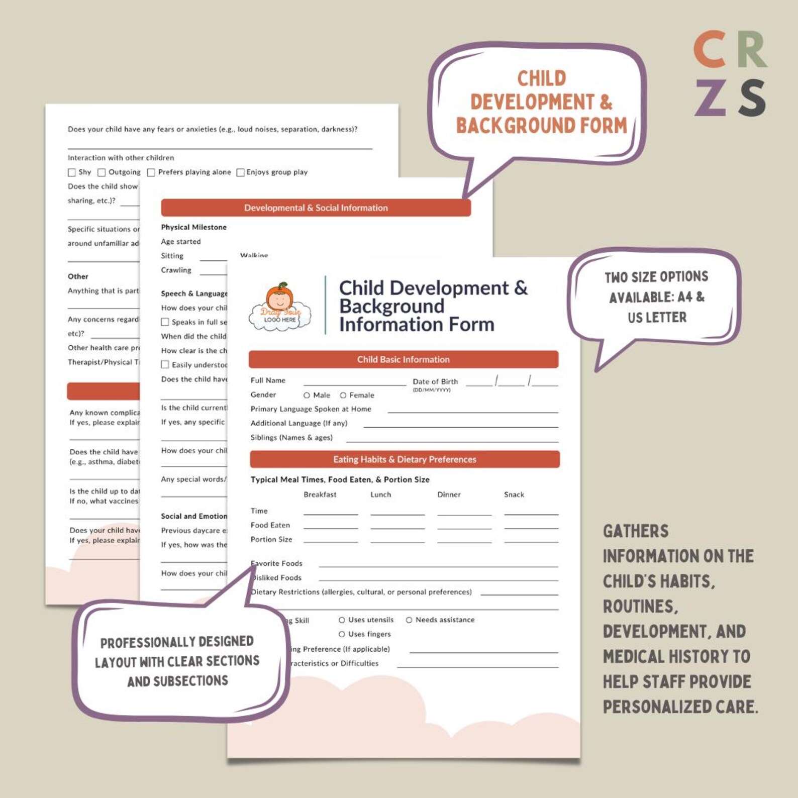 Daycare Enrollment Forms, Daycare Contract, Editable Childcare ...
