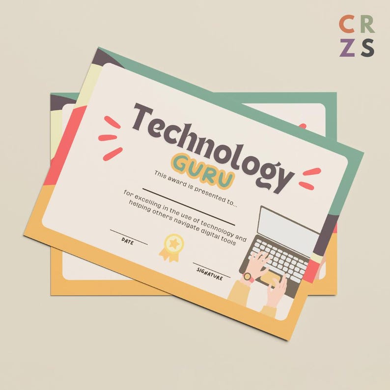 Technology Award Certificate for Kids Classroom Award Certificate ...
