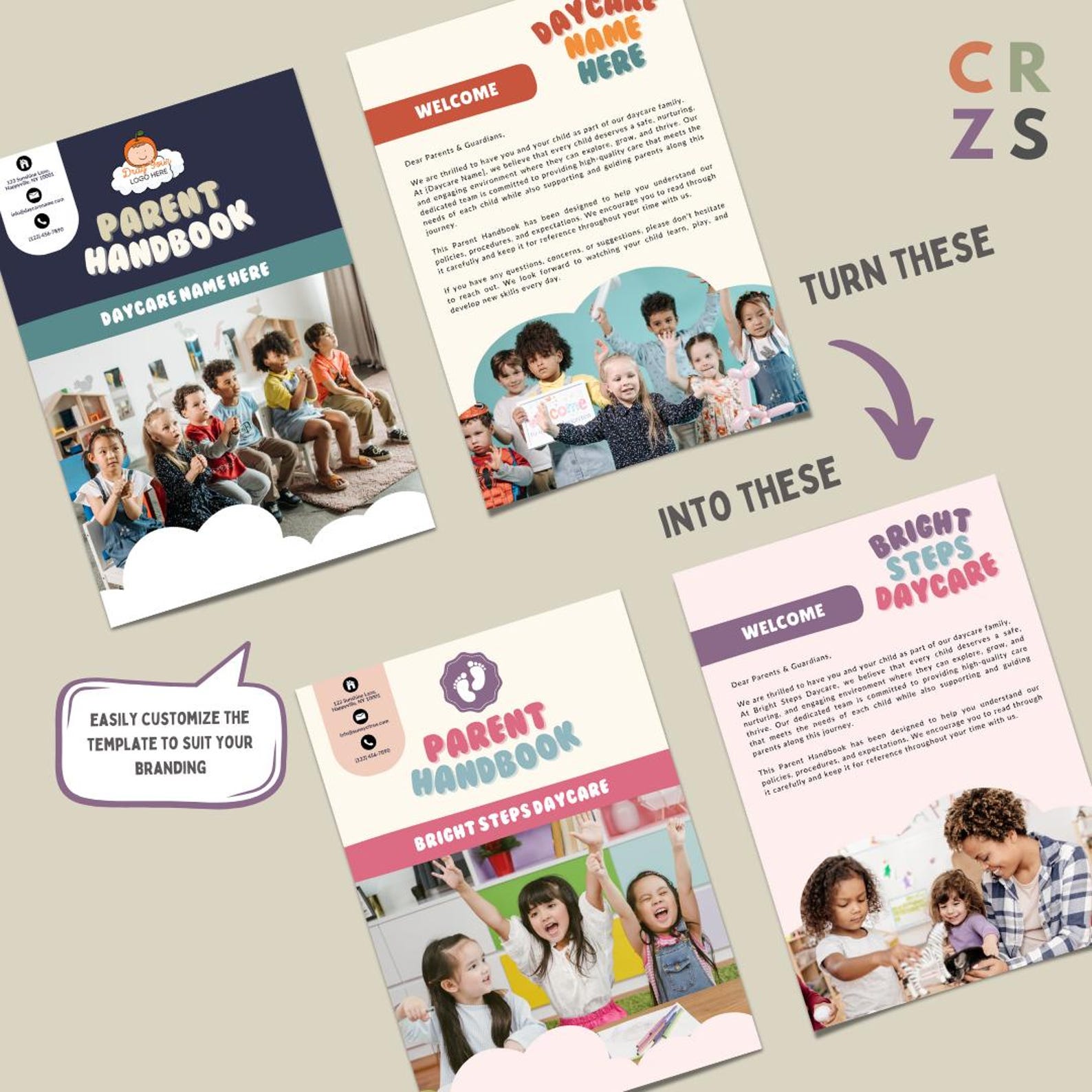 Daycare Parent Handbook, Editable Childcare Policy and Procedure ...