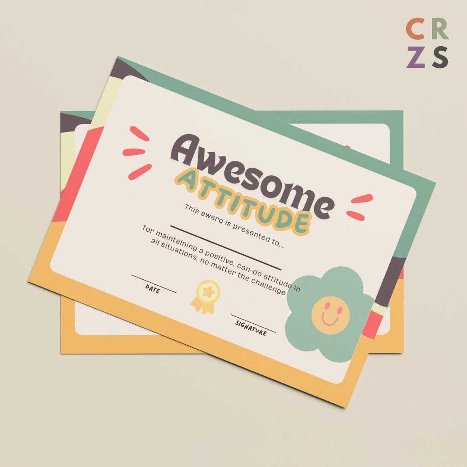 Attitude Award Certificate for Kids Classroom Award Certificate Student ...