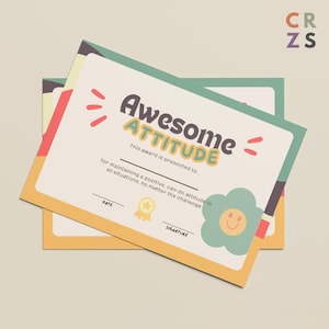 Attitude Award Certificate for Kids Classroom Award Certificate Student ...