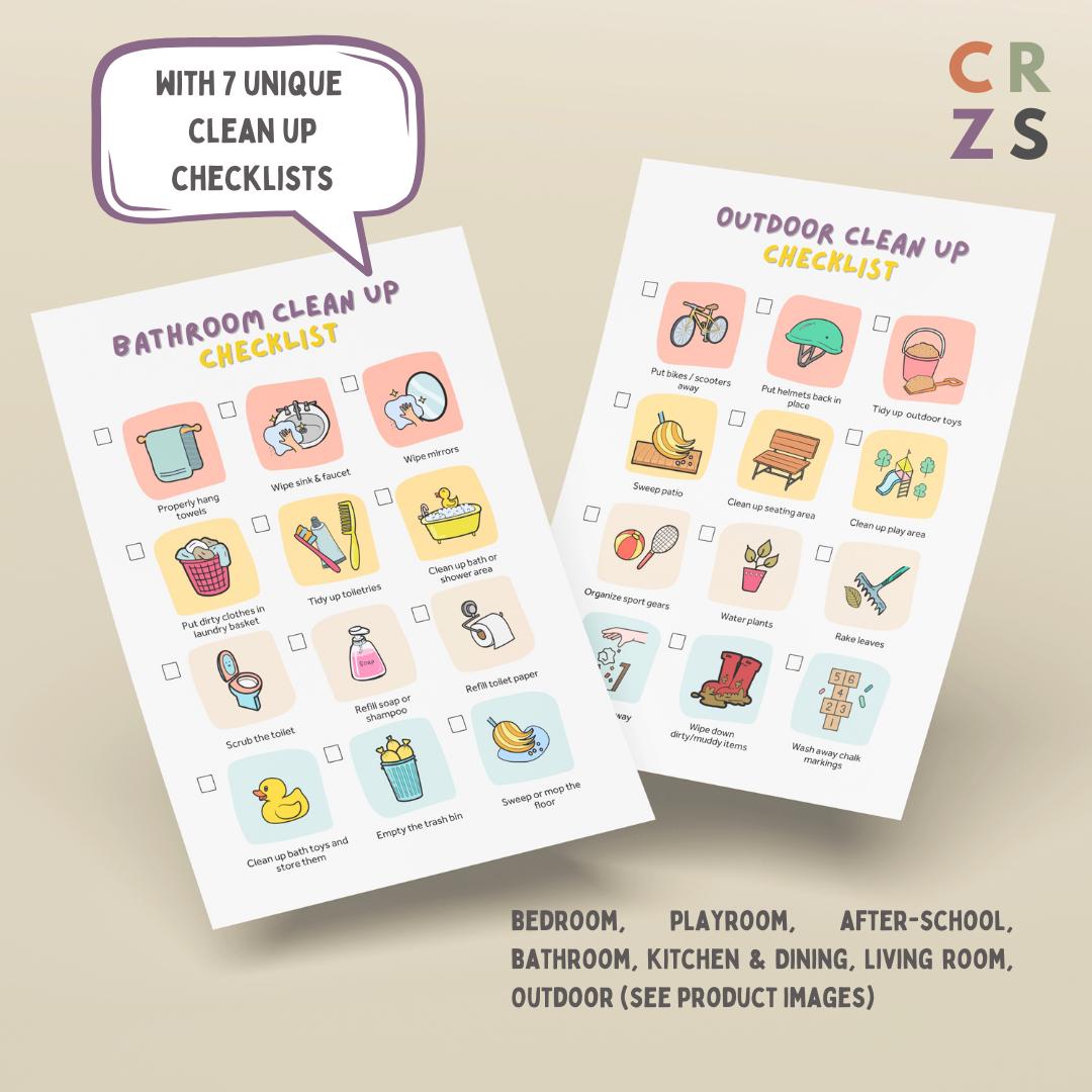 Kids Cleaning Checklist, Kids Tidying Checklist With Pictures, Kids ...
