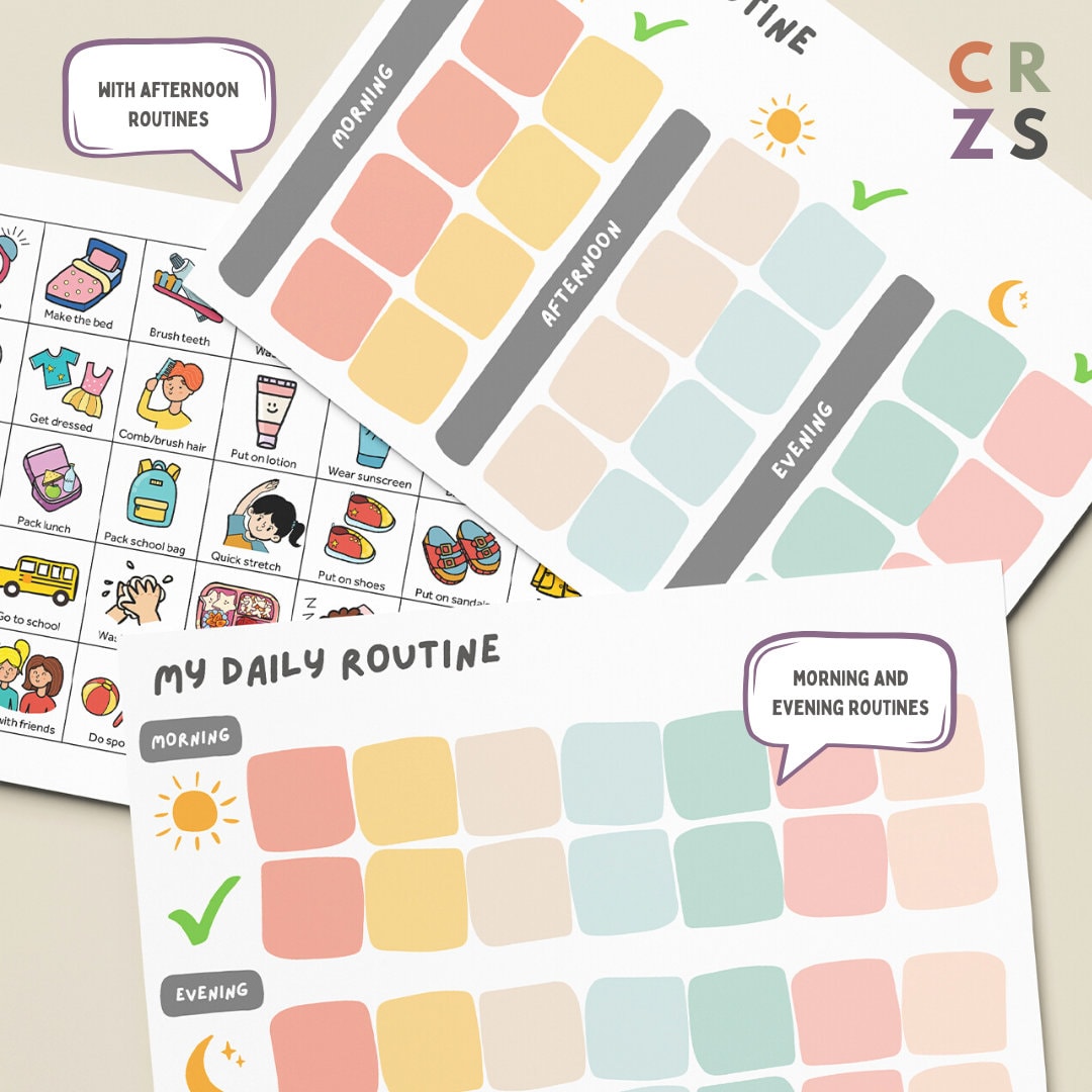 Editable Kids Daily Routine Chart Cards, Daily Responsibilities Chart ...