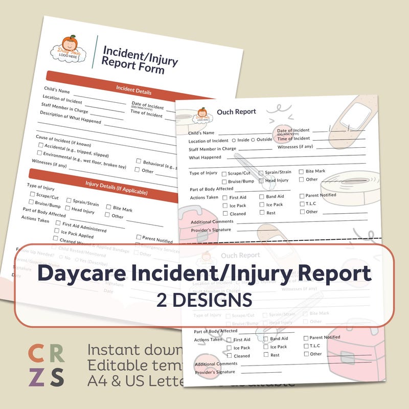 Injury Report for Childcare - Etsy