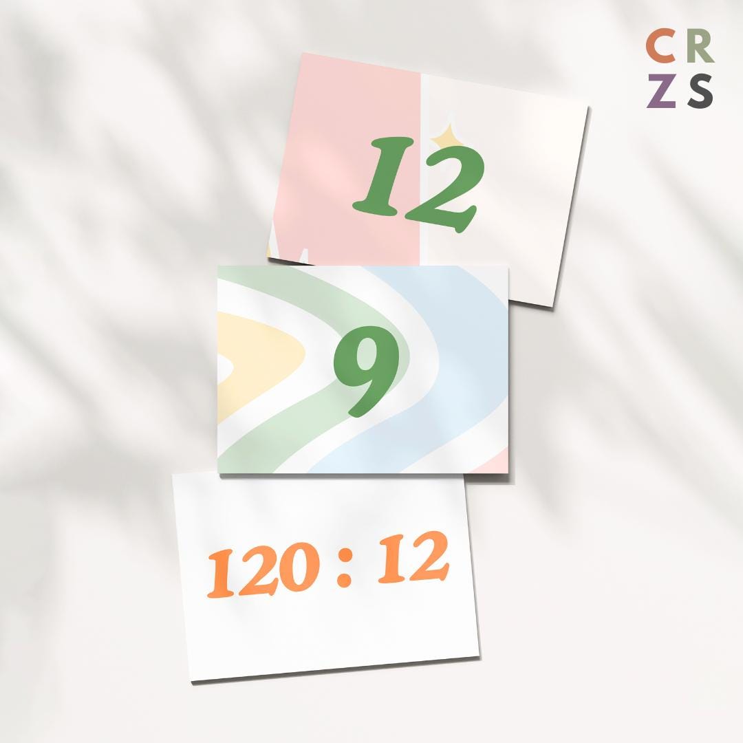 1-12 Division Flash Cards, Math Printable Cards, 1-12 Division ...