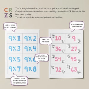 1-12 Multiplication Flash Cards | Math Printable Cards | 1-12 ...