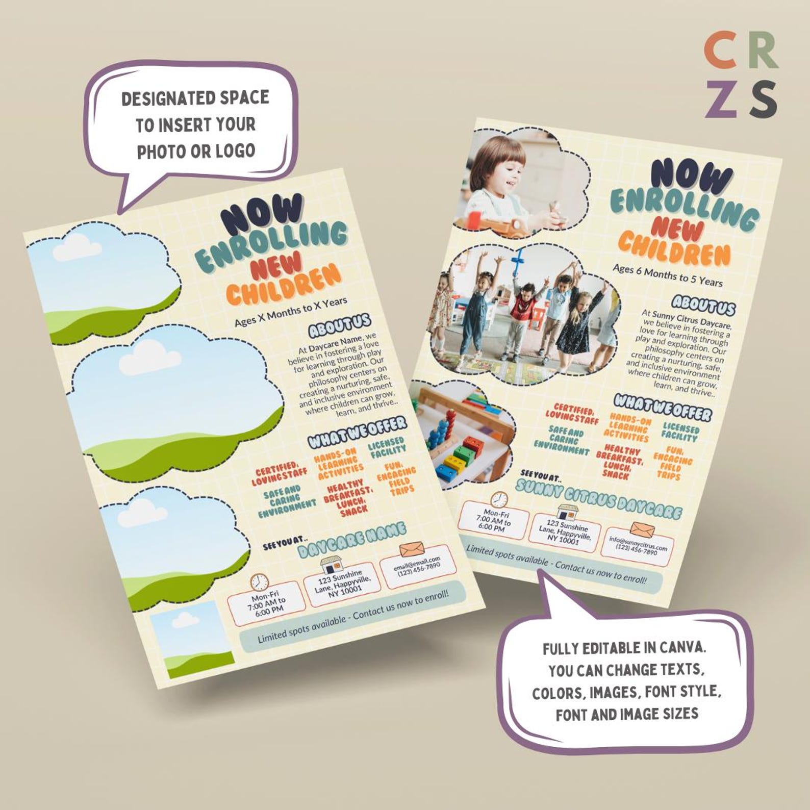 Daycare Flyer, Editable Childcare Flyers, Kindergarten Enrollment ...