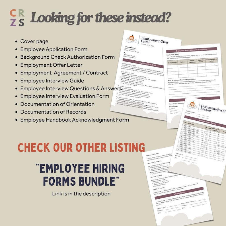 Daycare Staff Operations Forms Bundle, Employee Management Forms ...