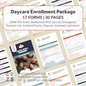 Daycare Enrollment Forms, Daycare Contract, Editable Childcare ...