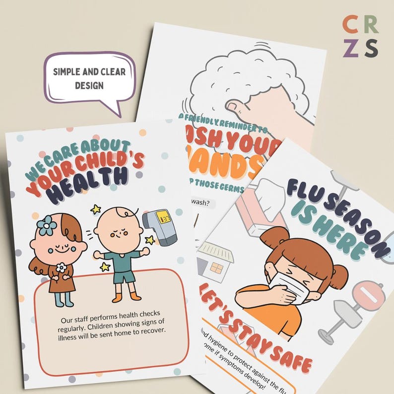 Daycare Sick Policy & Hygiene Poster, Health Guidelines for Preschool ...