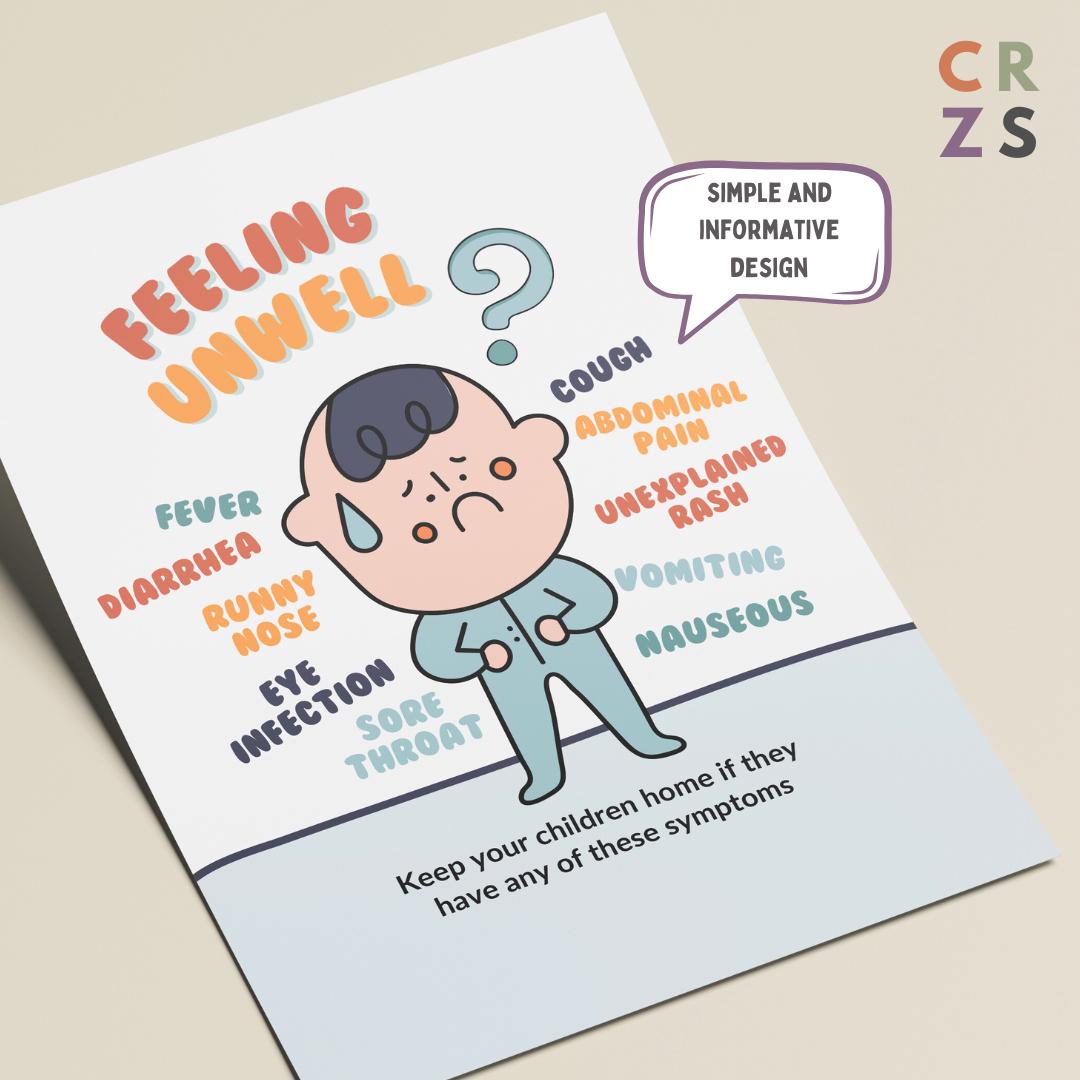 Daycare Sickness Poster, Keep Your Kids Home, Illness Symptoms Poster ...