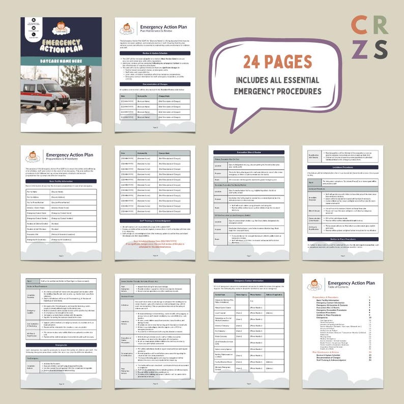 Daycare Emergency Plan, Childcare Emergency Plan, Daycare Forms ...