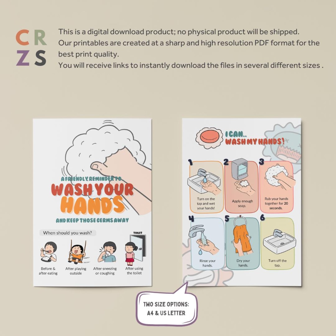 How to Wash Your Hands Poster for Daycare, Childcare, Preschool, Kids ...