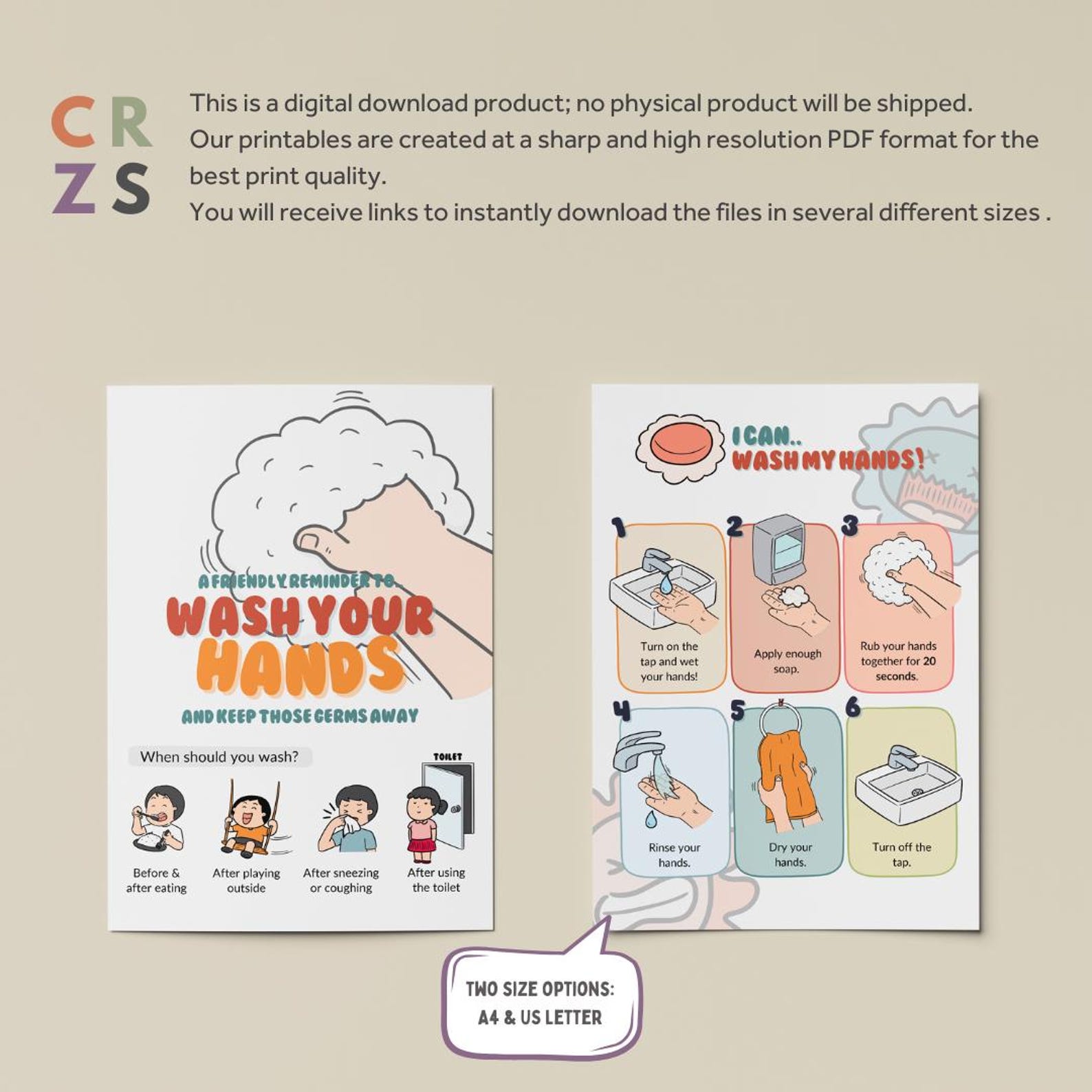 How to Wash Your Hands Poster for Daycare, Childcare, Preschool, Kids ...