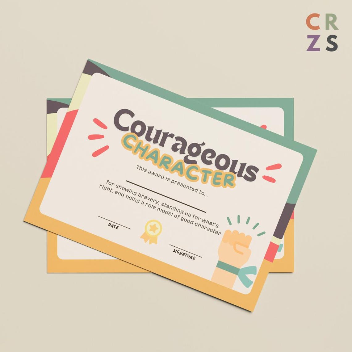 Character Award Certificate for Kids Classroom Award Certificate ...