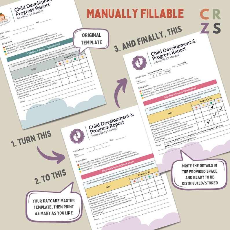 Daycare Development Progress Report, Assessment Forms for Infants ...
