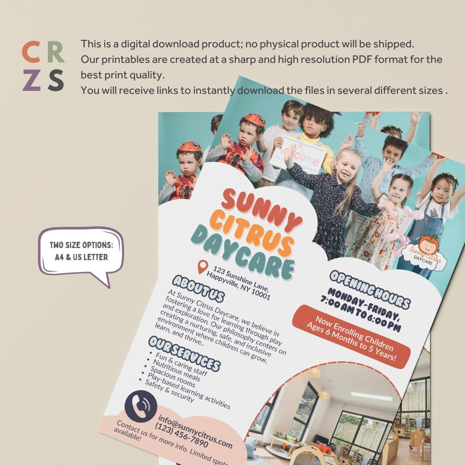 Daycare Flyer, Editable Childcare Flyers, Kindergarten Enrollment ...