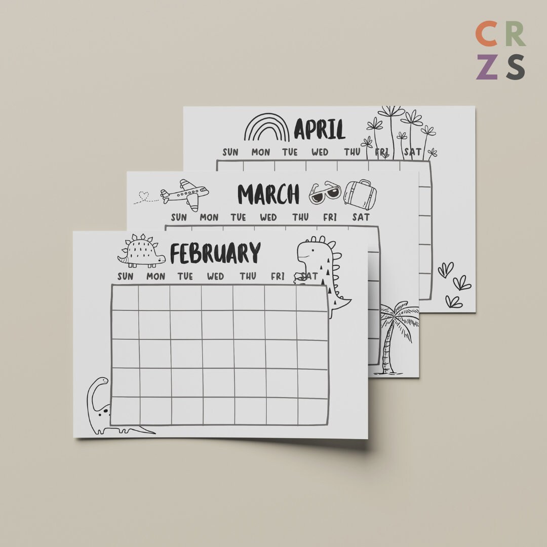 Kids Monthly Calendar, Kids 2024 2025 Calendar, Monthly Planner for ...