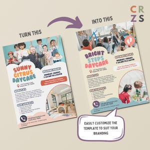 Daycare Flyer, Editable Childcare Flyers, Kindergarten Enrollment ...