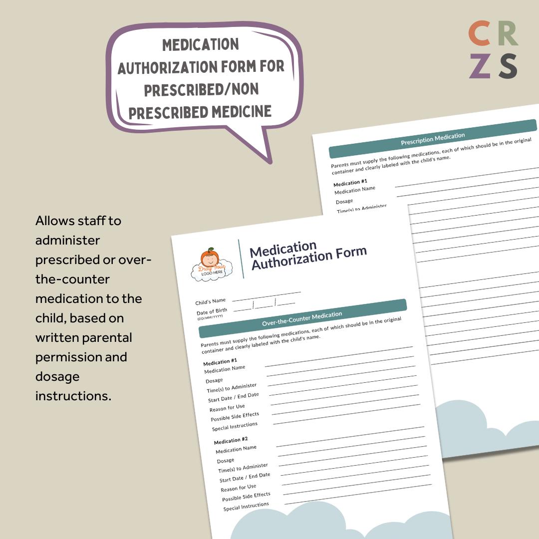 Daycare Medical Consent Form, Emergency Consent Form, Medication ...