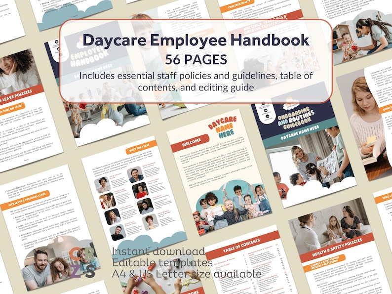 Daycare Employee Handbook, Editable Childcare Staff Policy and ...