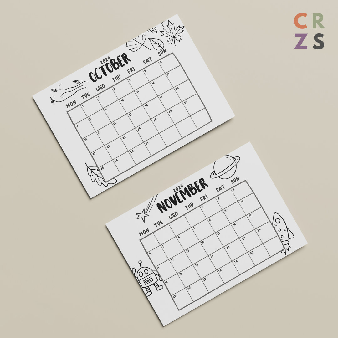 Kids Monthly Calendar, Kids 2024 2025 Calendar, Monthly Planner for ...